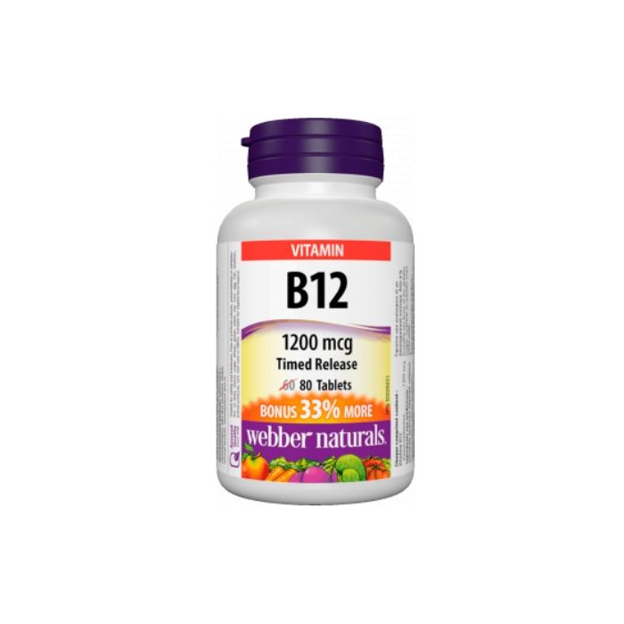 Webber Naturals Vitamin B12 с удължено освобождаване 1200 мг 80 таблетки на изгодна цена| Galen.bg
