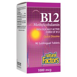Natural Factors B12 Methylcobalamin поддържа нервната система и енергията 1000 мкг х 90 таблетки ...